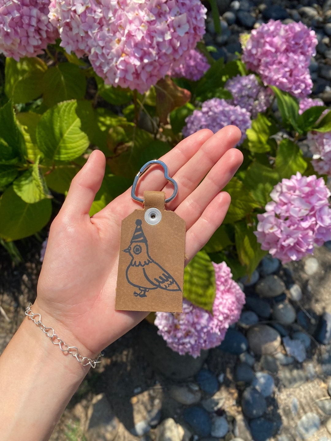 Leather Pigeon Keychain - Handmade Keychain - Cute Pigeon - Fun ...