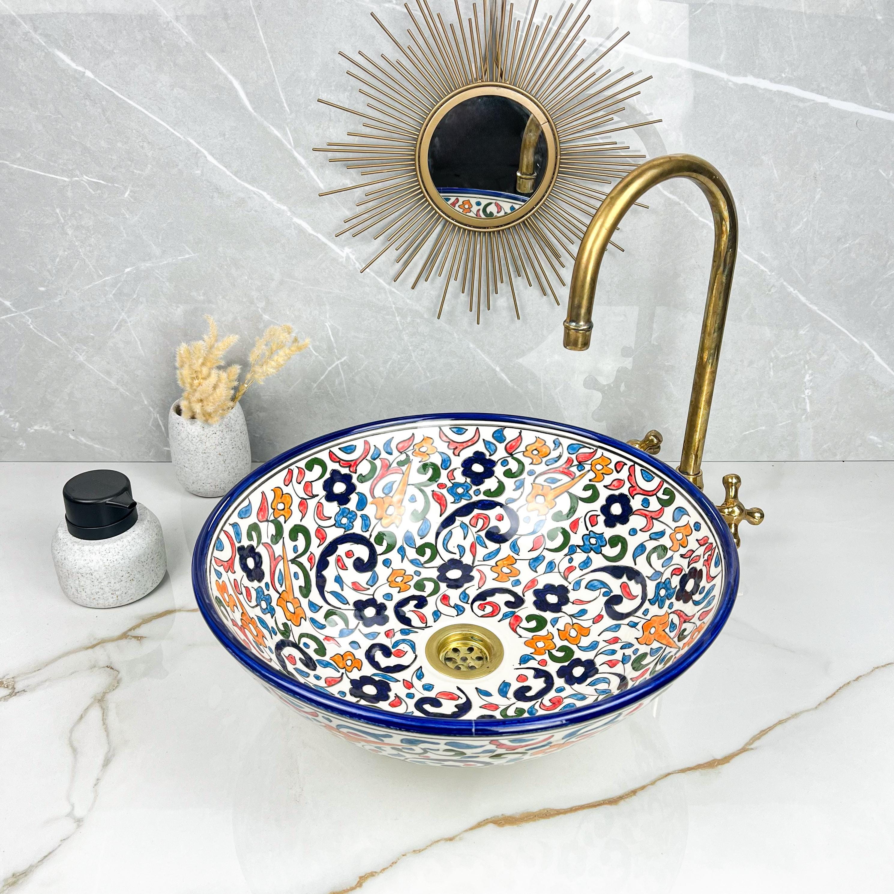 Colorful Flower Vessel Sink With Mid Century Modern Style, Handmade ...