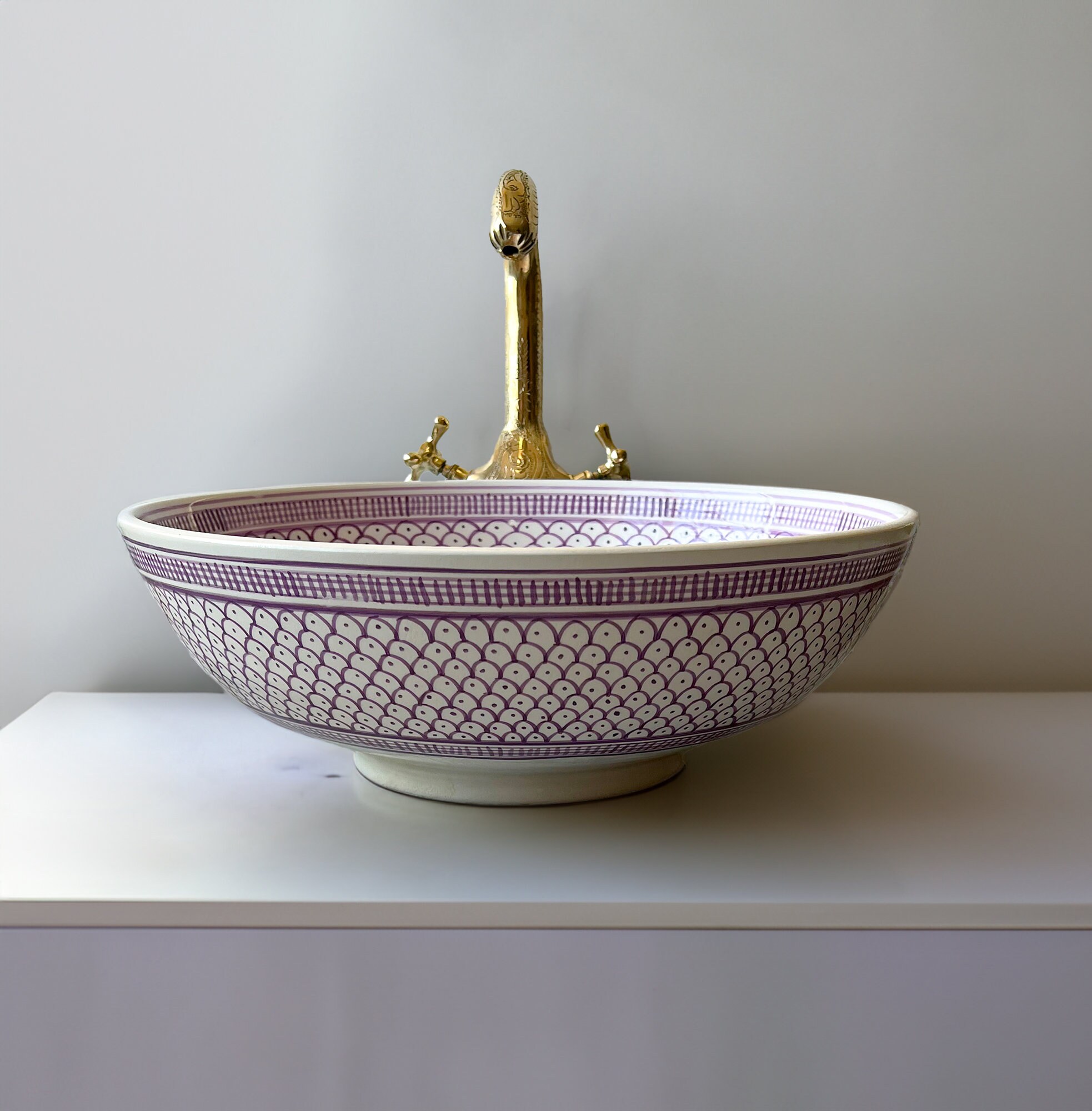 Purple Sink, Modern Bathroom Vessel Sink Above Countertop Basin ...