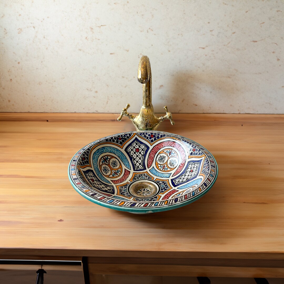 Bathroom Ceramic Washbasin, Vessel Sink Basin for Vanity, Round Modern ...