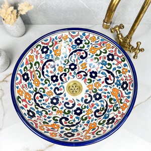 Colorful Flower Vessel Sink With Mid Century Modern Style, Handmade ...