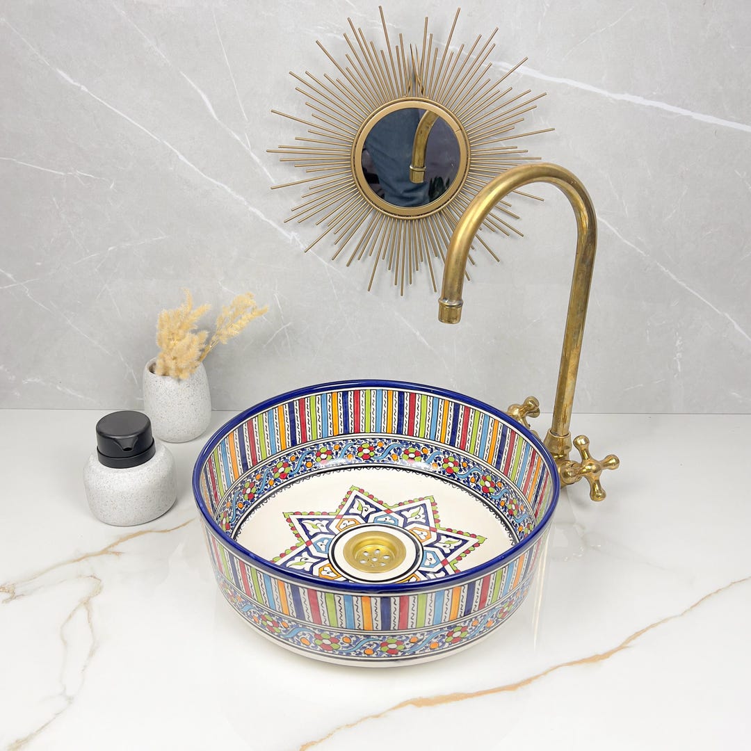 Bathroom Ceramic Geometric Basin, Kitchen Vessel Sink, Countertop ...