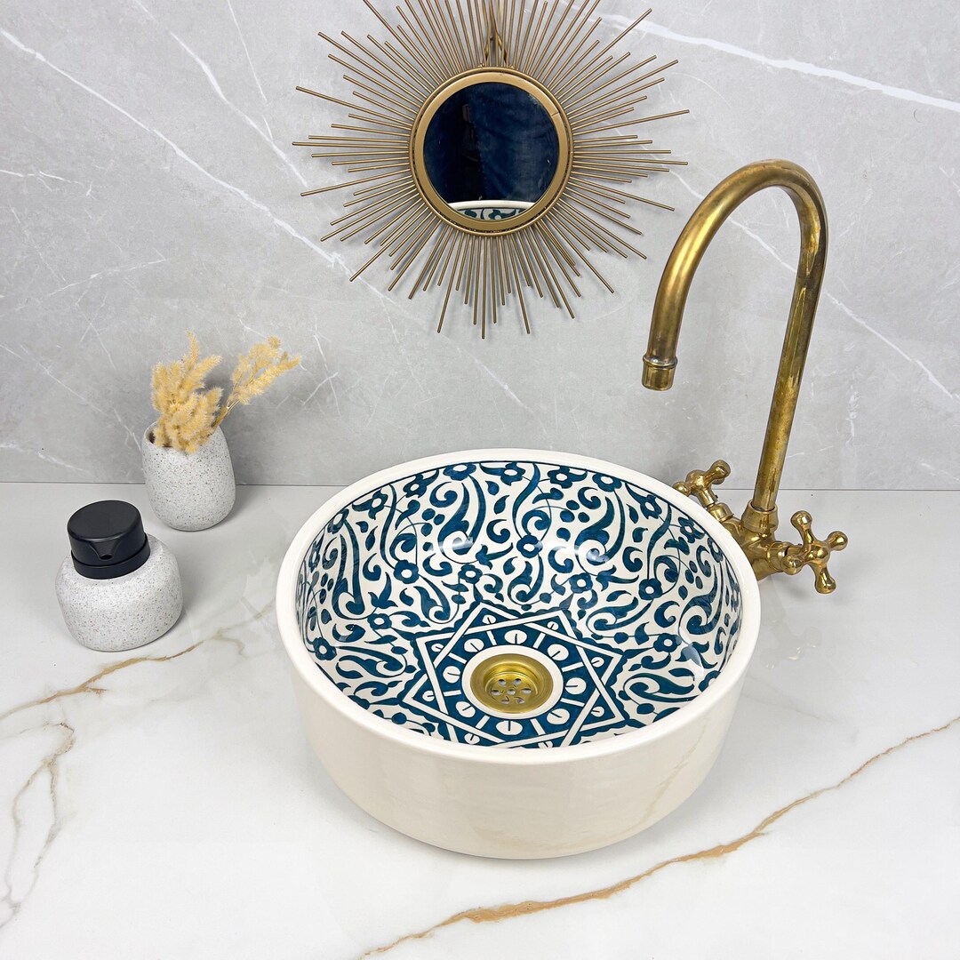 Modern Bathroom Turquoise Sink for Vanity Countertop - Handcrafted ...