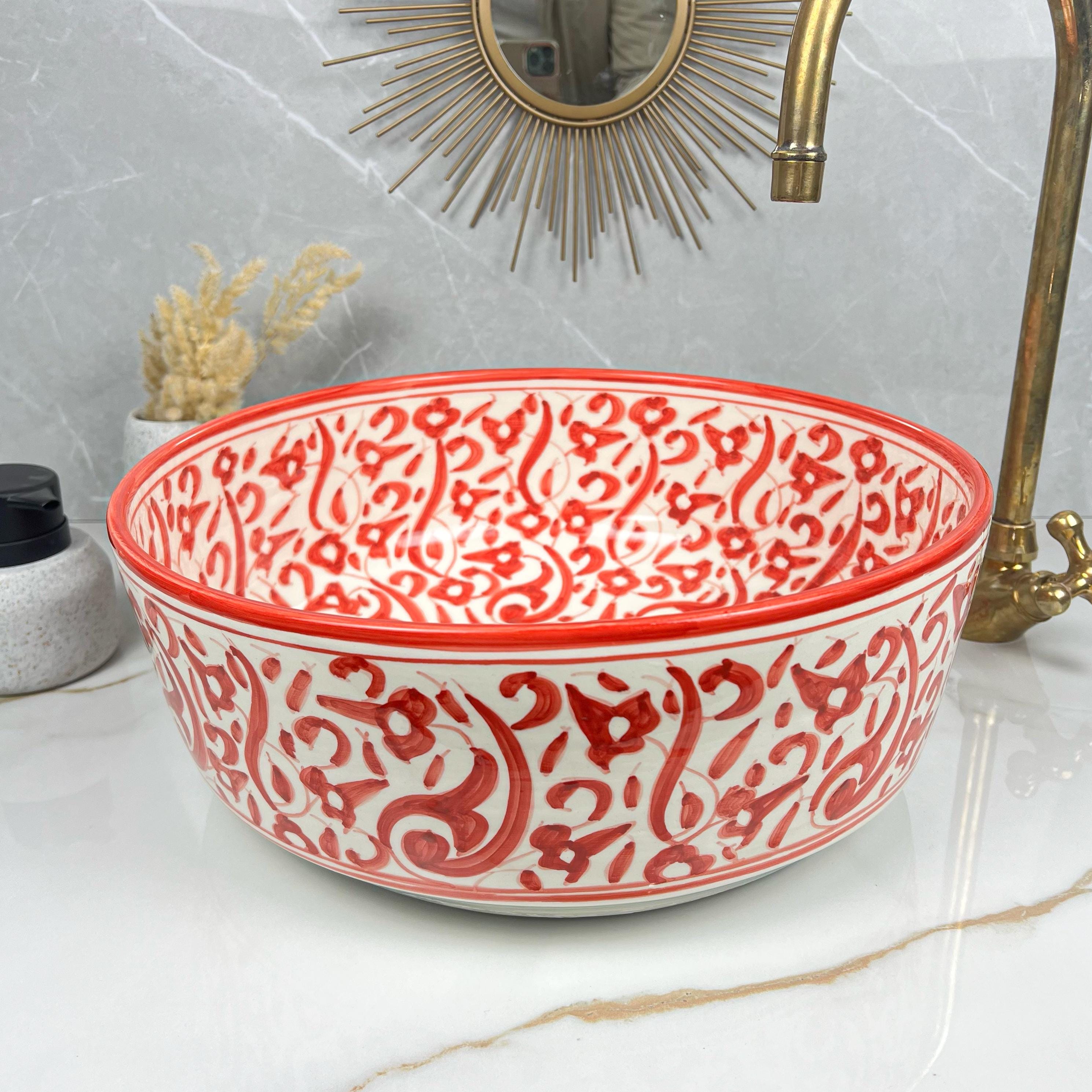 Modern Bathroom Red Sink for Vanity Countertop - Handcrafted Red ...