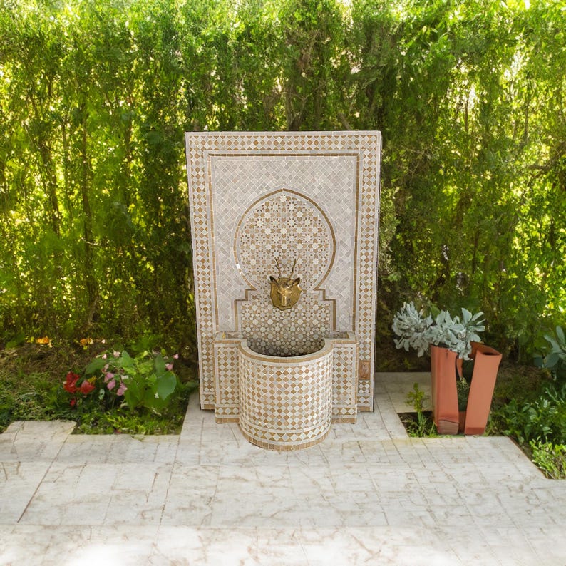 Moroccan Fountain, Mosaic Fountain, Outdoor Fountain, Wall Fountain ...
