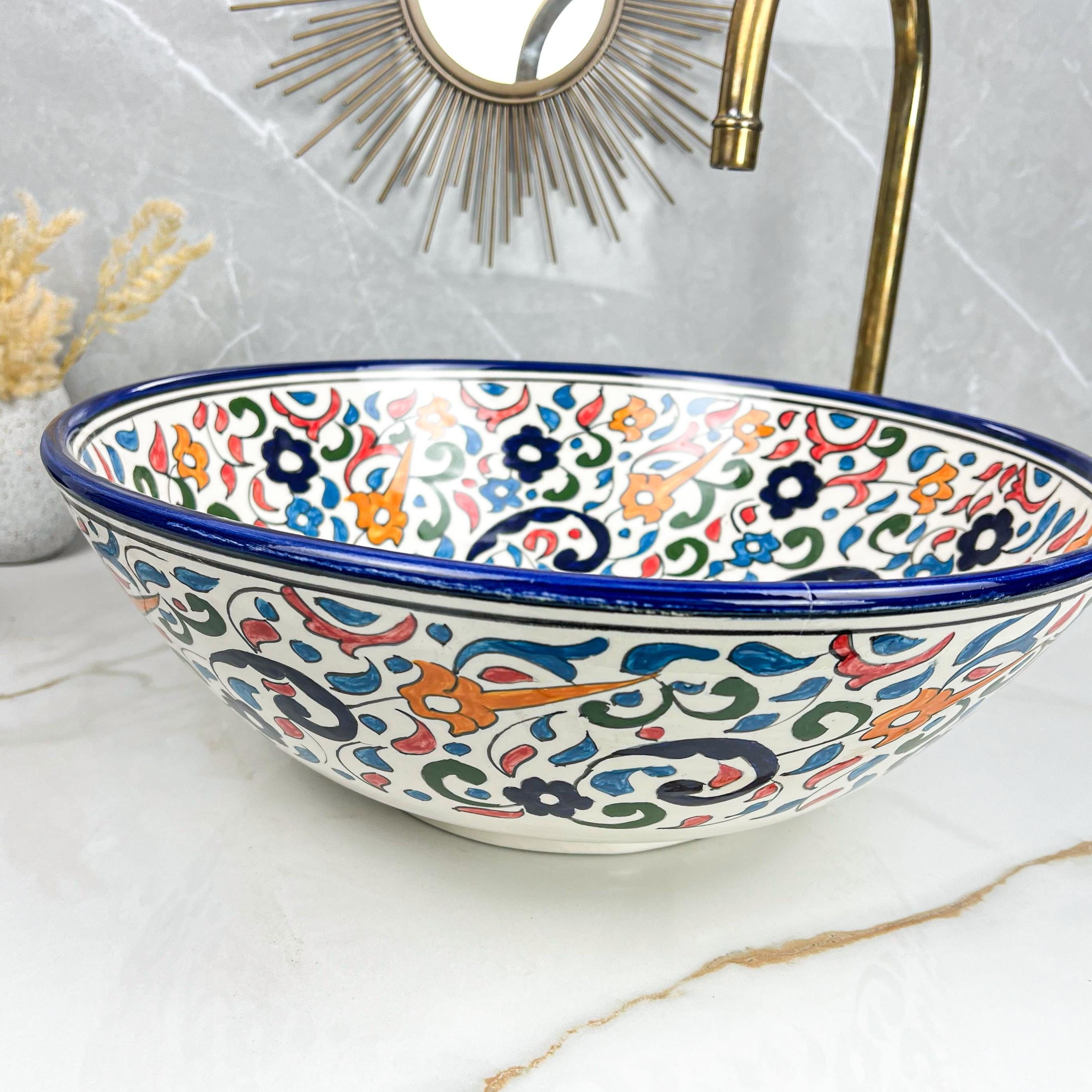 Colorful Flower Vessel Sink With Mid Century Modern Style, Handmade ...