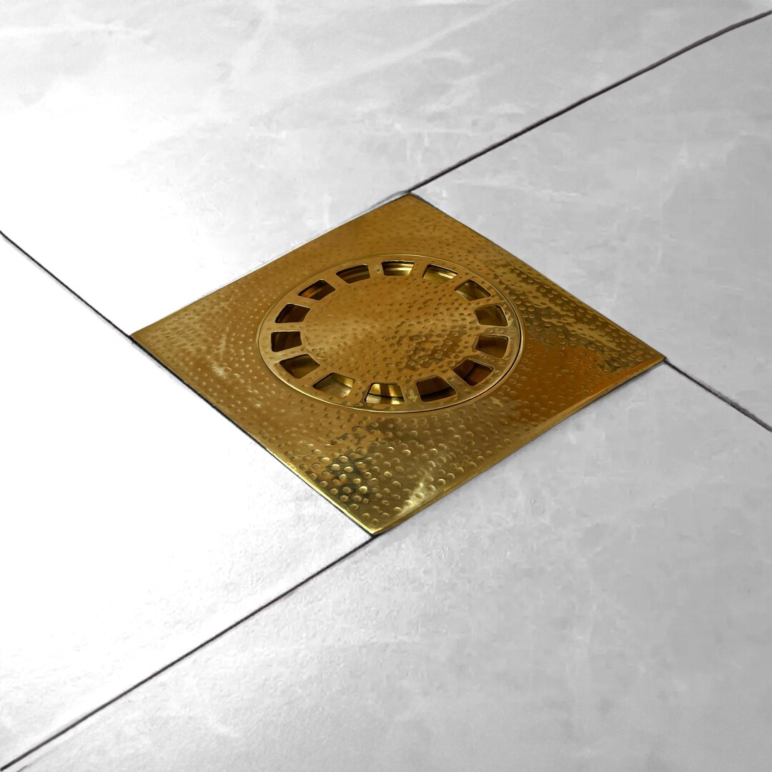 Solid Hammered Brass Square Shower Drain, Copper Shower Drains, Brass ...