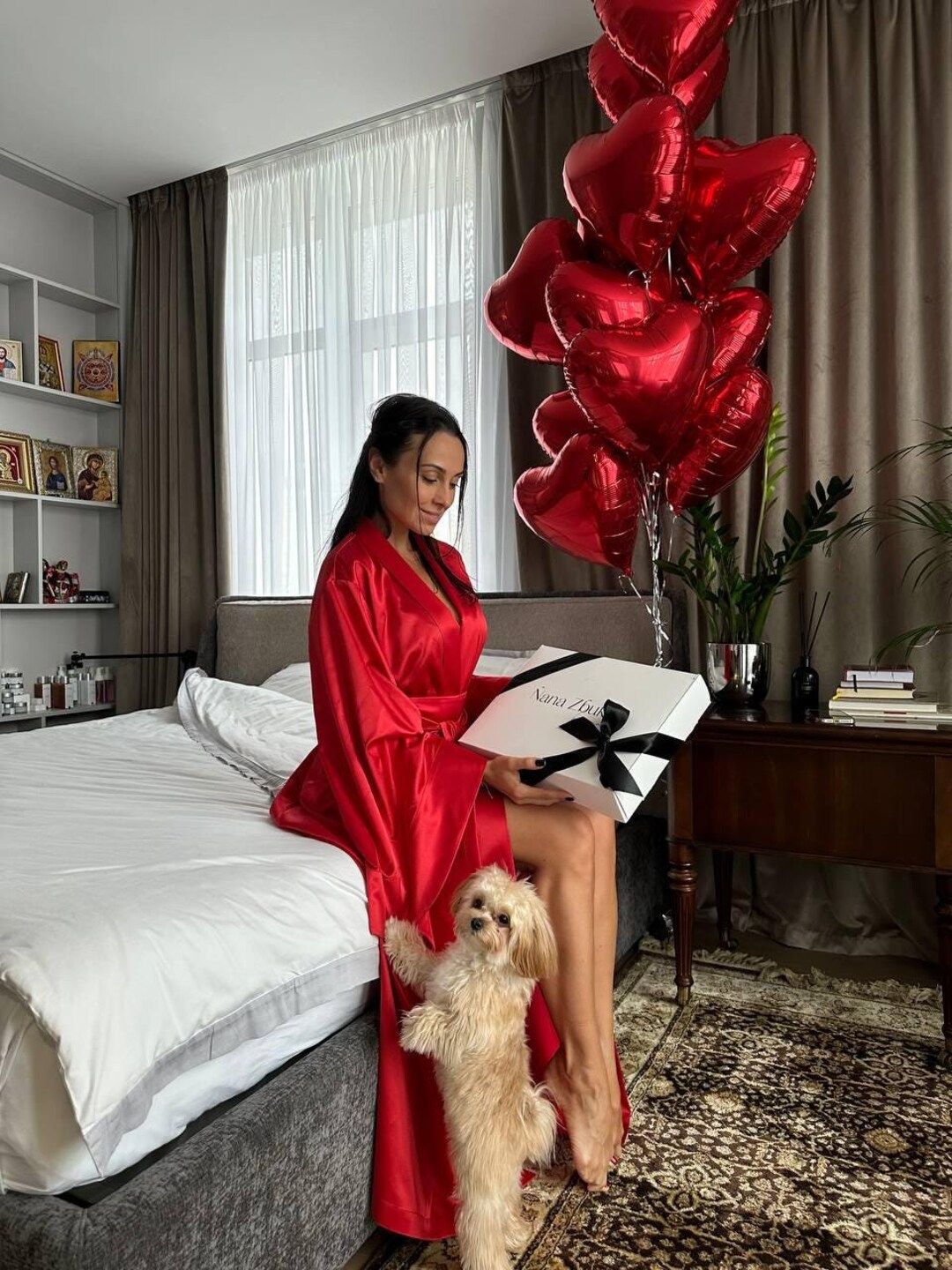 Red Satin Kimono Robe, Bell Sleeves Silk Robe, Long Kimono Dress, Maxi ...