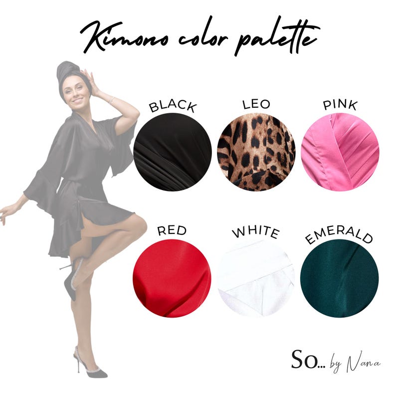 Silk Flowy Robe, Short Kimono Style Robe With Ruffles, Summer ...