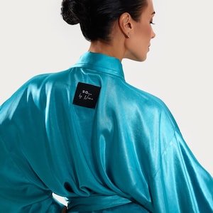 Gothic Long Kimono Robe, Black Satin Kimono Dress, Bell Sleeve Dress ...