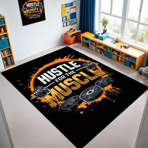 Hustle for the Muscle Kids Room Rug, Popular Gift for Him, Boy Room ...