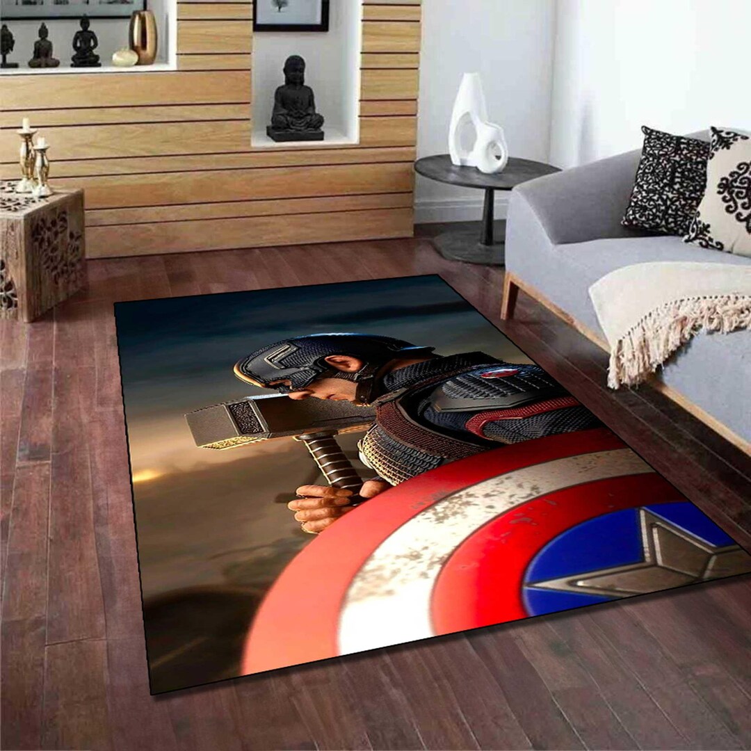 Captain America Rug, Captain America, Kids Room Rug, Kids Decor, Gift ...