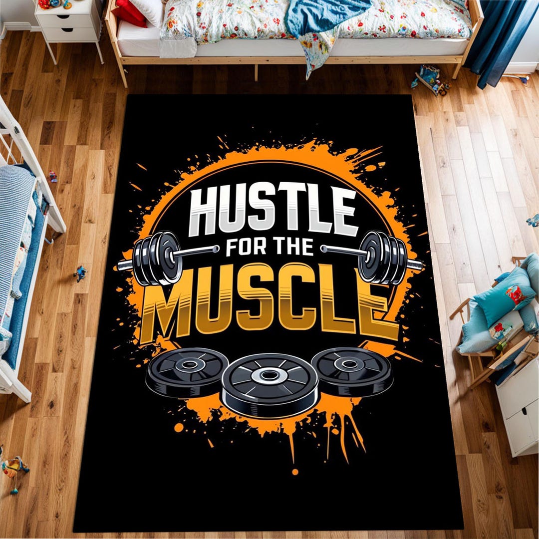 Hustle for the Muscle Kids Room Rug, Popular Gift for Him, Boy Room ...