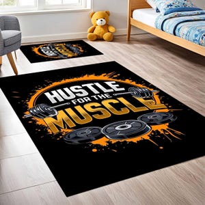 Hustle for the Muscle Kids Room Rug, Popular Gift for Him, Boy Room ...