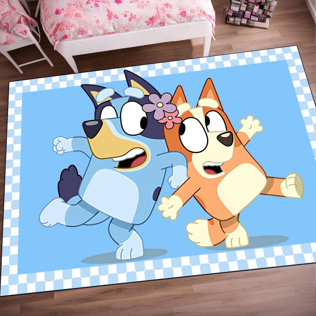 Bluey Kids Room Rug, Christmas Gift, Baby Gift, Gift for Boy, Girl Room ...