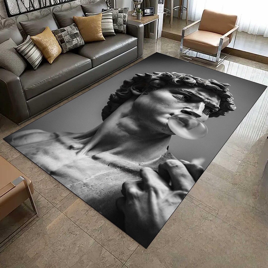 Modern Pop Art Statue Rug: Bubble Gum Classical Sculpture Carpet ...