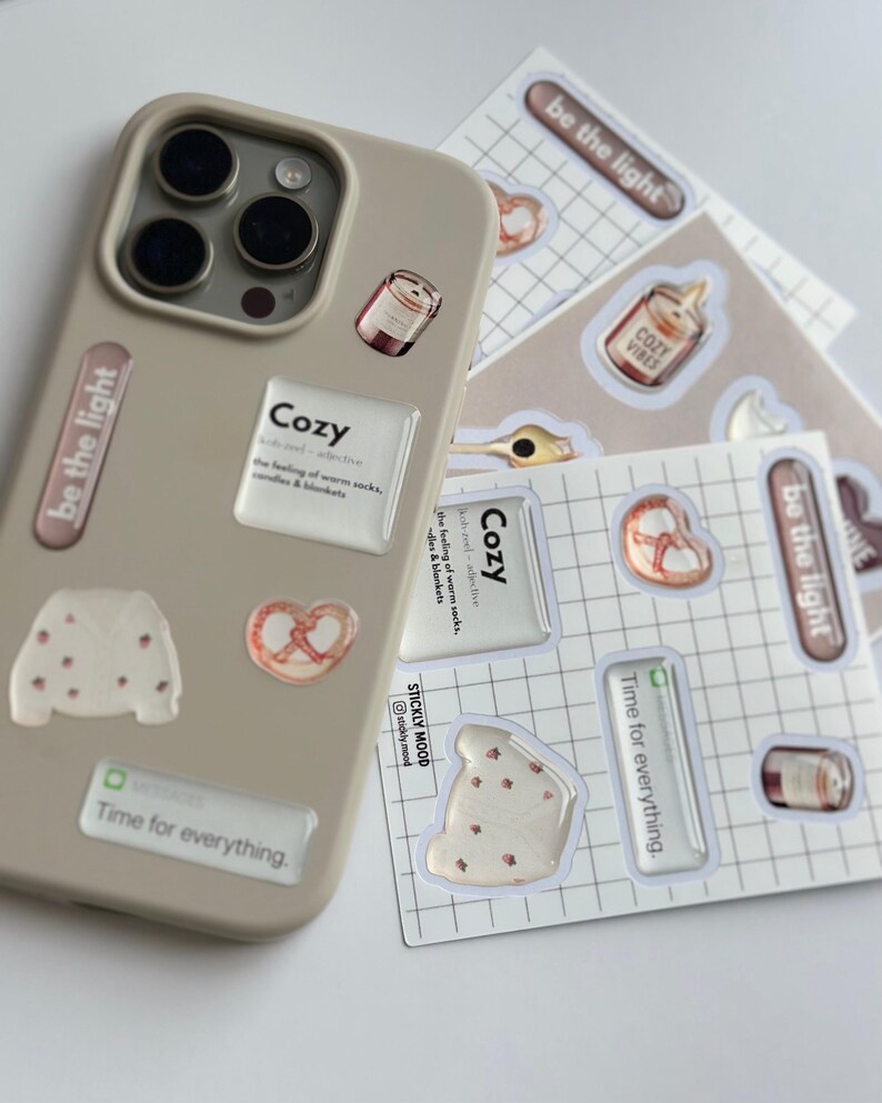 Cozy Aesthetic 3D Sticker Pack – Glossy Stickers for Iphone, Ipad ...