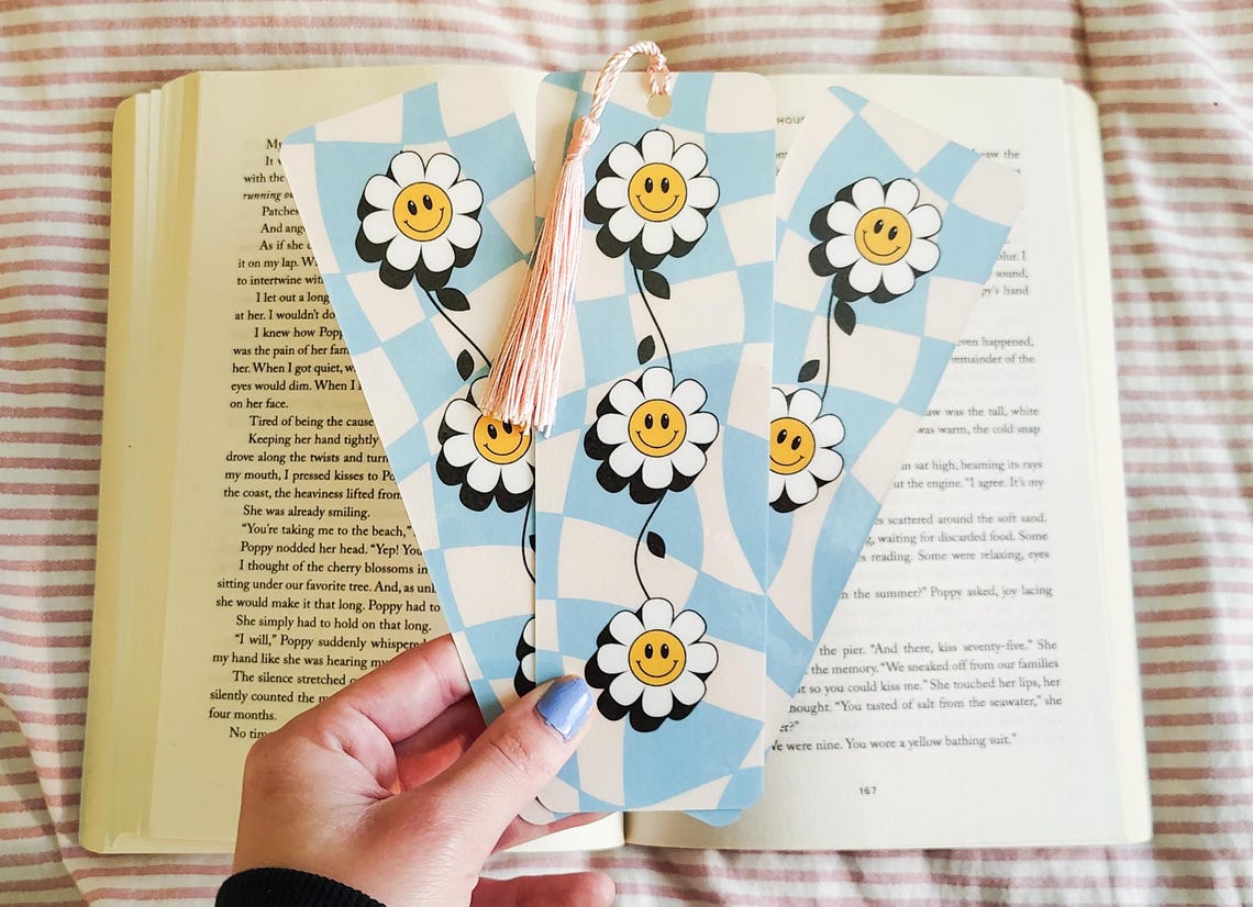 Groovy Flower Bookmarks| Summer Bookmarks| Retro Bookmarks| Double ...