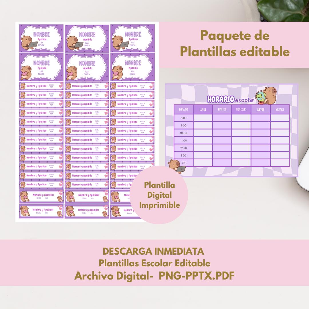 Capybara Printable School Kit - School Planner & Name Labels - Schedule ...