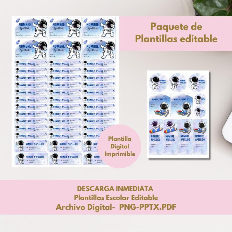 Printable Space Astronaut School Label Templates-school Supply Label ...