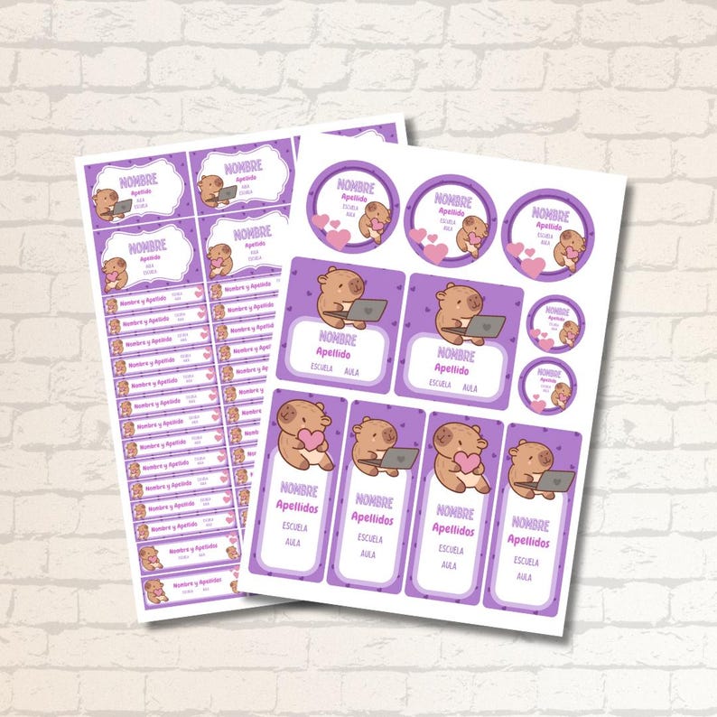 Etiquetas Escolares Personalizadas Capibara-School Name Labels-Stickers ...