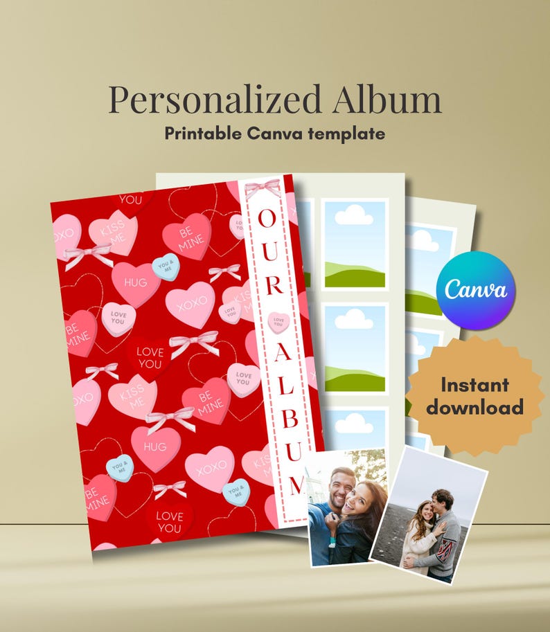 Customizable Photo Album Template, Personalized Valentine's Day Gift ...