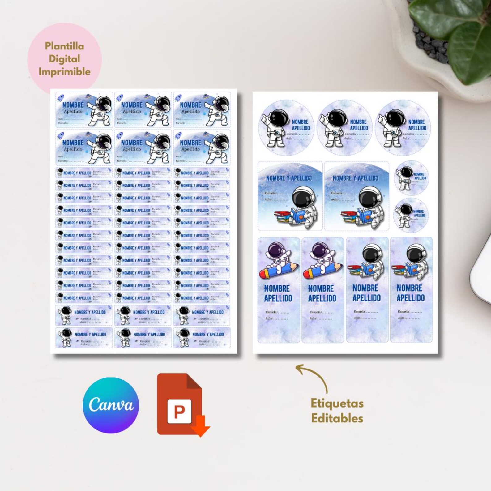 Printable Space Astronaut School Label Templates-school Supply Label ...