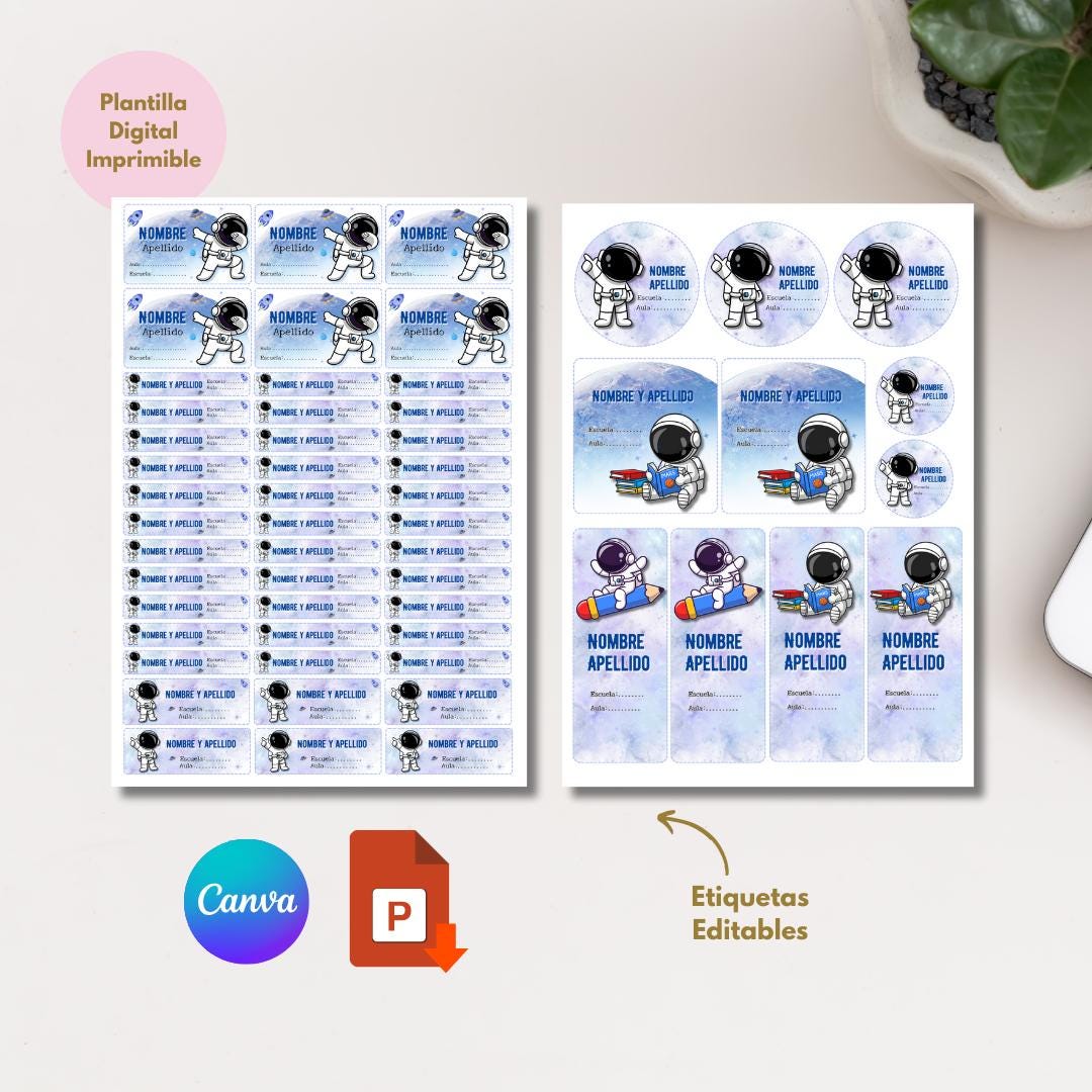 Printable Space Astronaut School Label Templates-school Supply Label ...