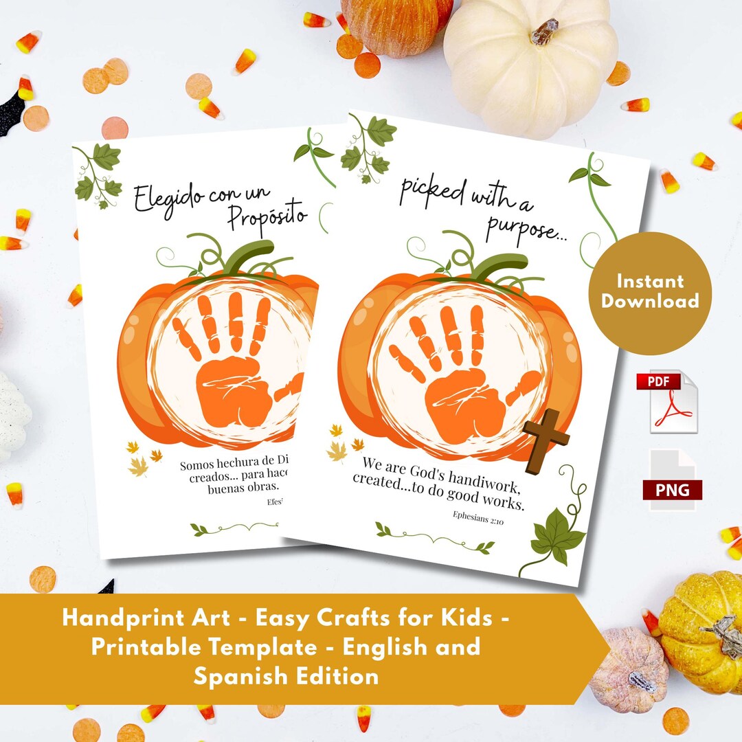 Pumpkin Handprint Craft With Bible Verses for Christian Kids | Pumpkin ...