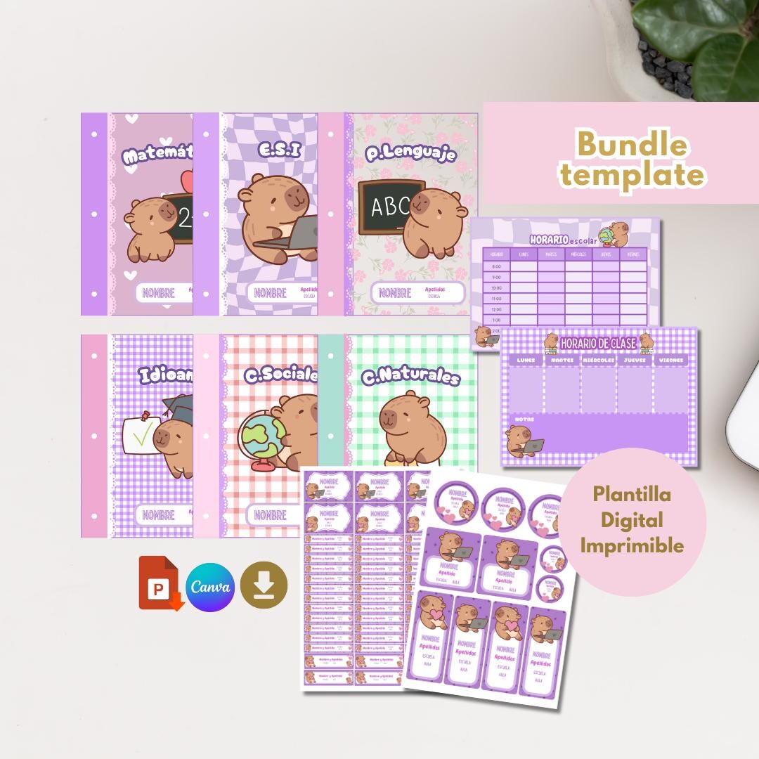 Capybara Printable Kit School Package Back to School Labels Editable ...