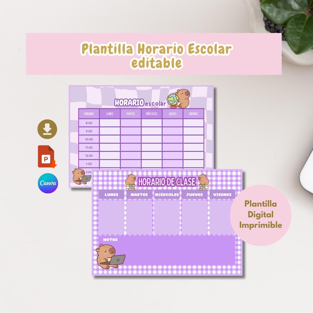 Capybara School Planner Schedule Editable Schedule Planner, Weekly ...