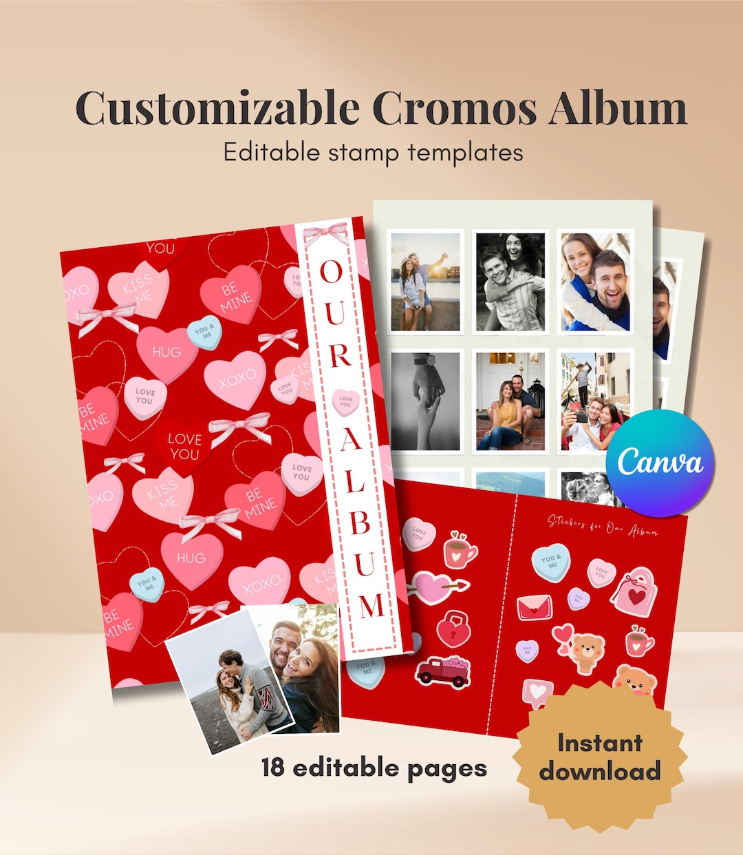 Customizable Photo Album Template, Personalized Valentine's Day Gift ...