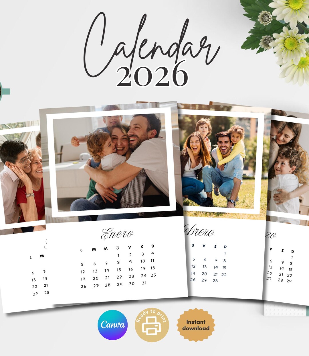 2026 Photo Calendar Template | Editable Desk Calendar | Personalized ...