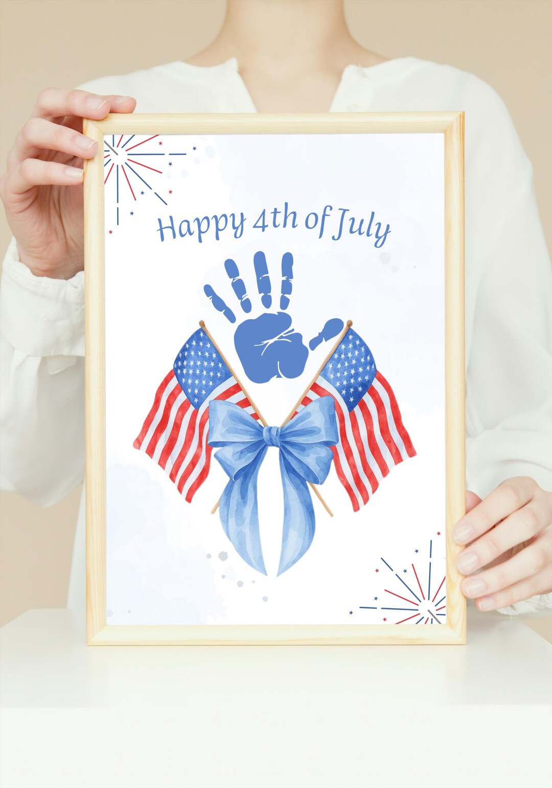 Happy 4th of July Wall Art-independence Day Handprint Art,4th of July ...