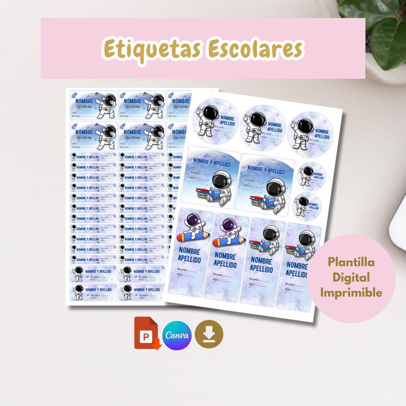 Printable Space Astronaut School Label Templates-school Supply Label ...