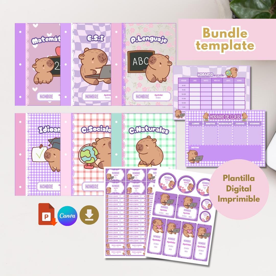 Capybara Printable School Kit - School Planner & Name Labels - Schedule ...