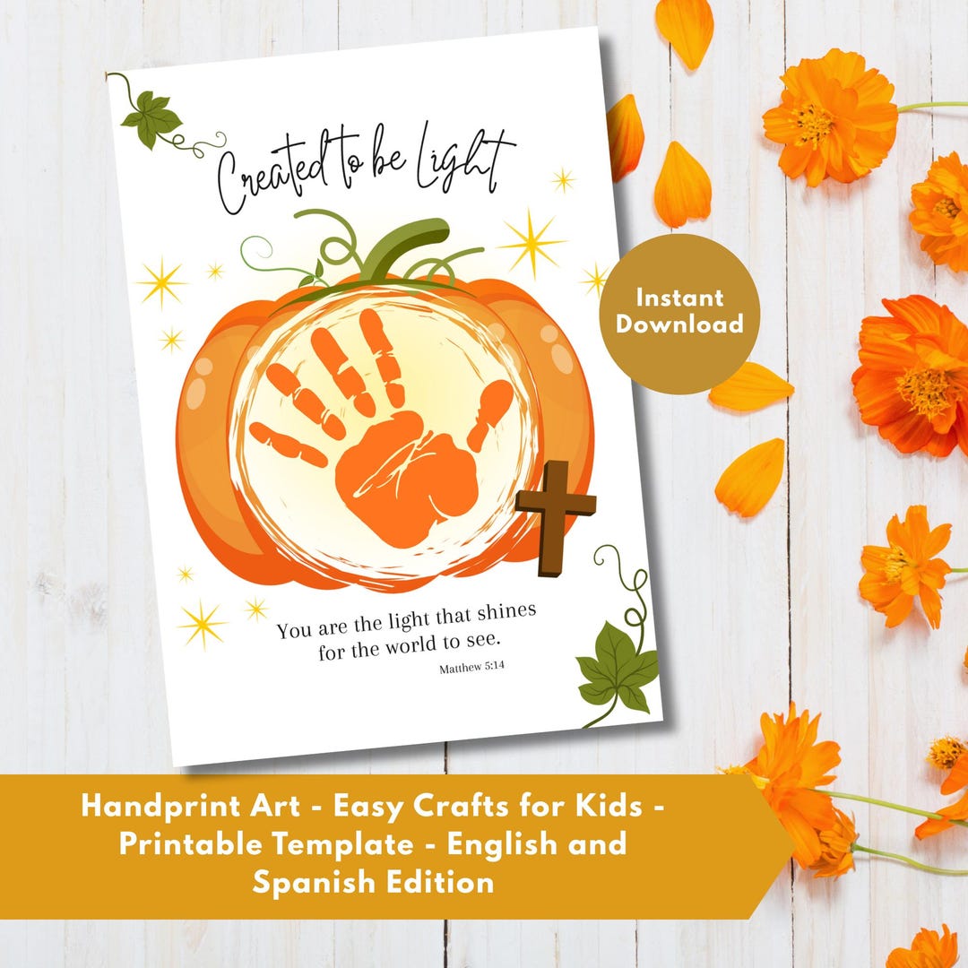 Pumpkin Handprint Art With Bible Verses|fall Activities for Sunday ...