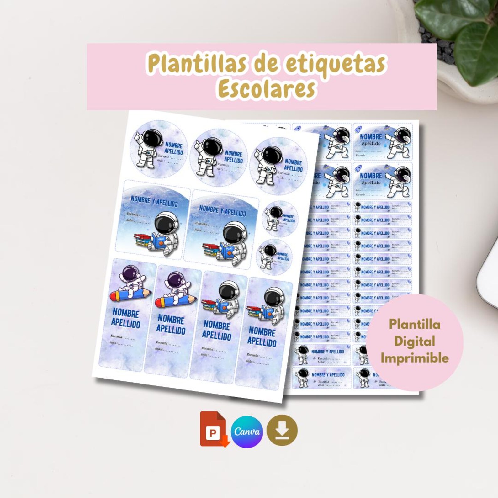 Printable Space Astronaut School Label Templates-school Supply Label ...