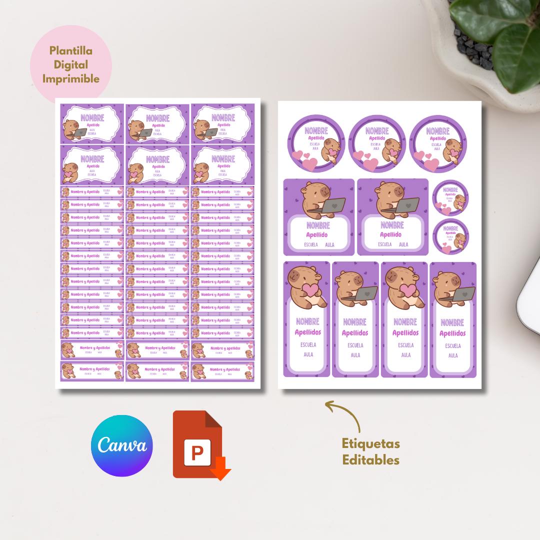 Etiquetas Escolares Personalizadas Capibara-School Name Labels-Stickers ...