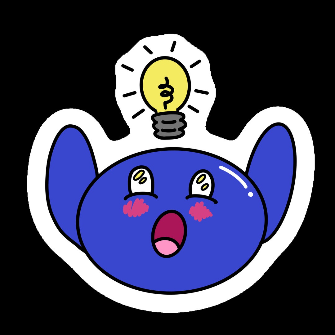 Blue Idea Blob Budd Vinyl Sticker, Laptop Sticker, Lightbulb Sticker ...
