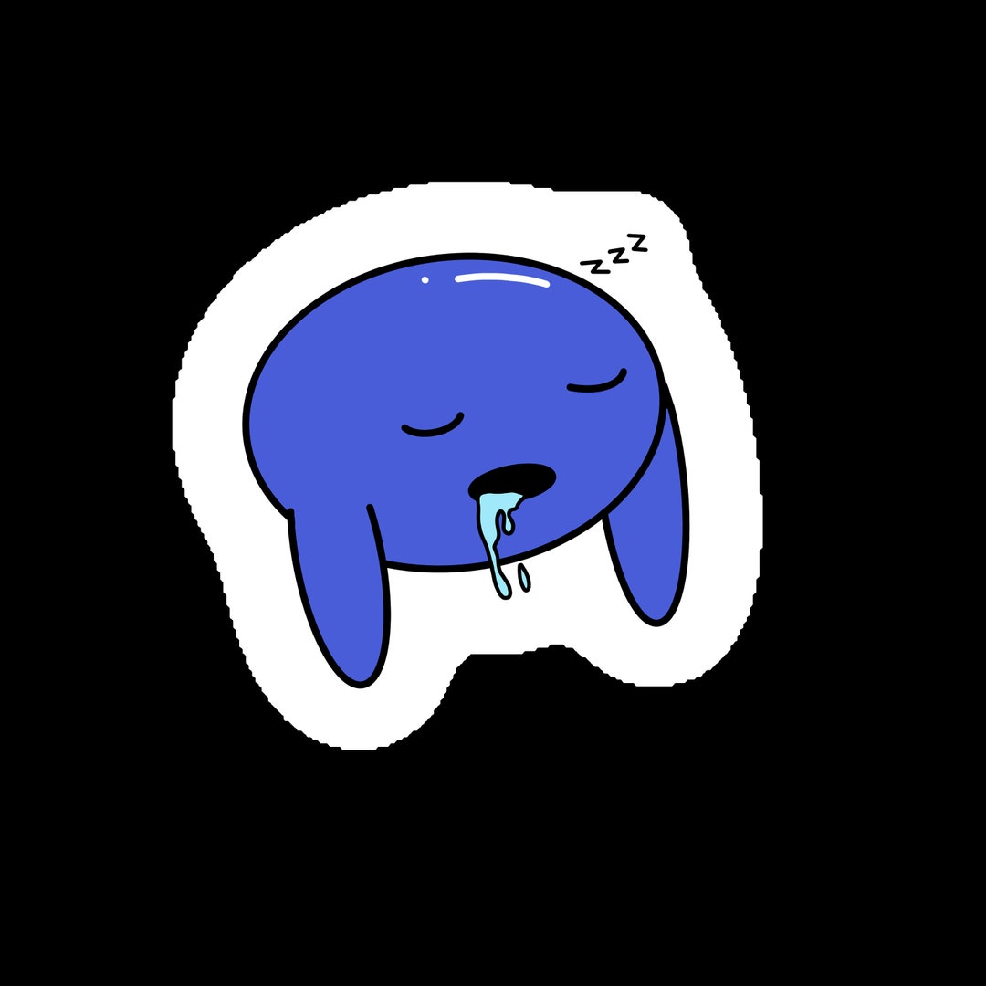 Blue Sleeping Blob Budd Vinyl Sticker, Drooling Blob Sticker, Sticker ...
