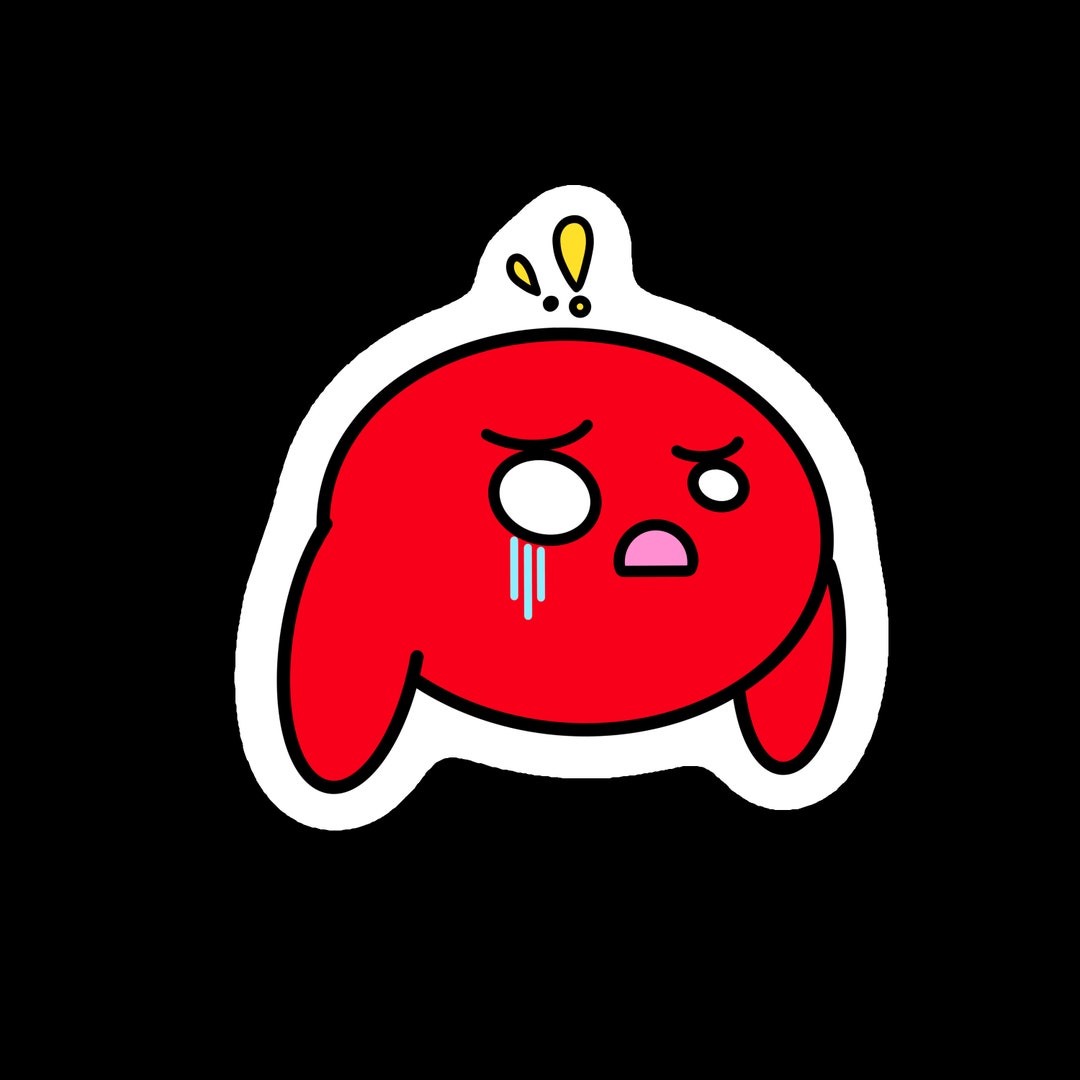Red Shocked Face Blob Budd Vinyl Sticker, Red Blob Sticker, Laptop ...