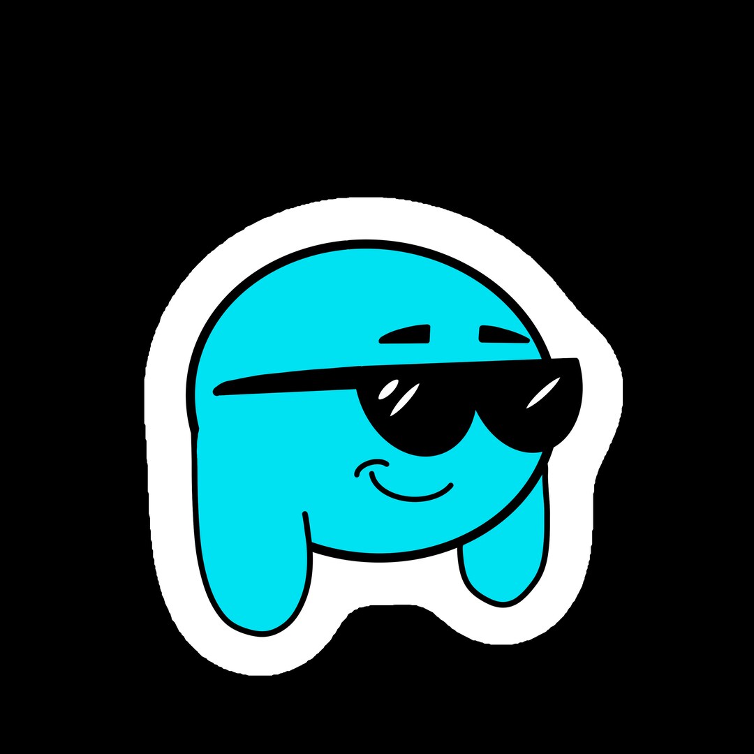Blue Sunglasses Blob Bud Vinyl Sticker, Decal, Sticker, Cool Sticker ...