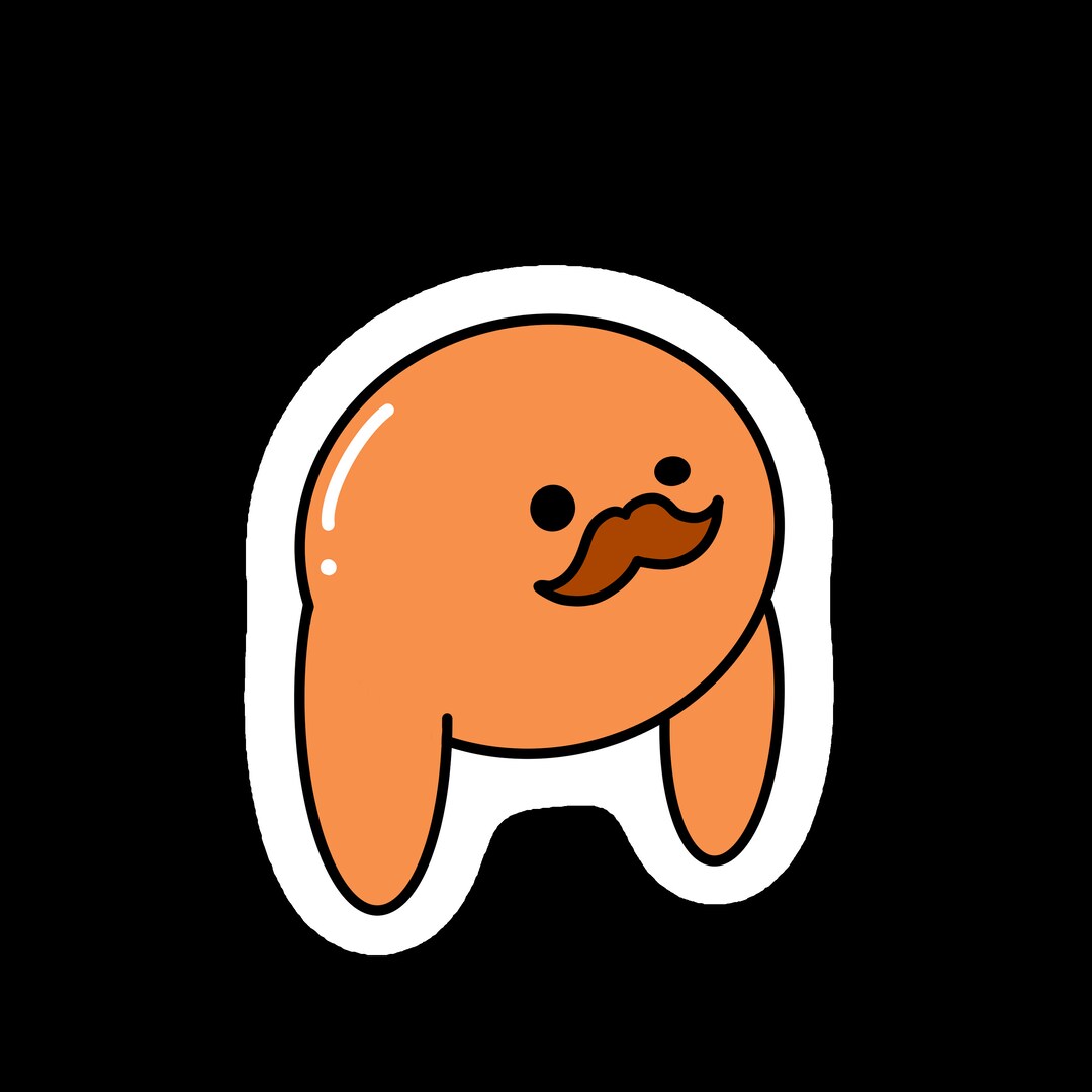 Orange Gentleman Blob Budd Vinyl Sticker, Laptop Sticker, Mustache Blob ...