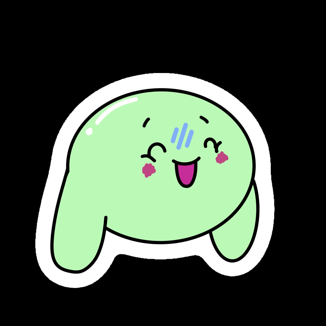 Green Blushing Blob Budd Vinyl Sticker, Laptop Sticker, Water Bottle ...