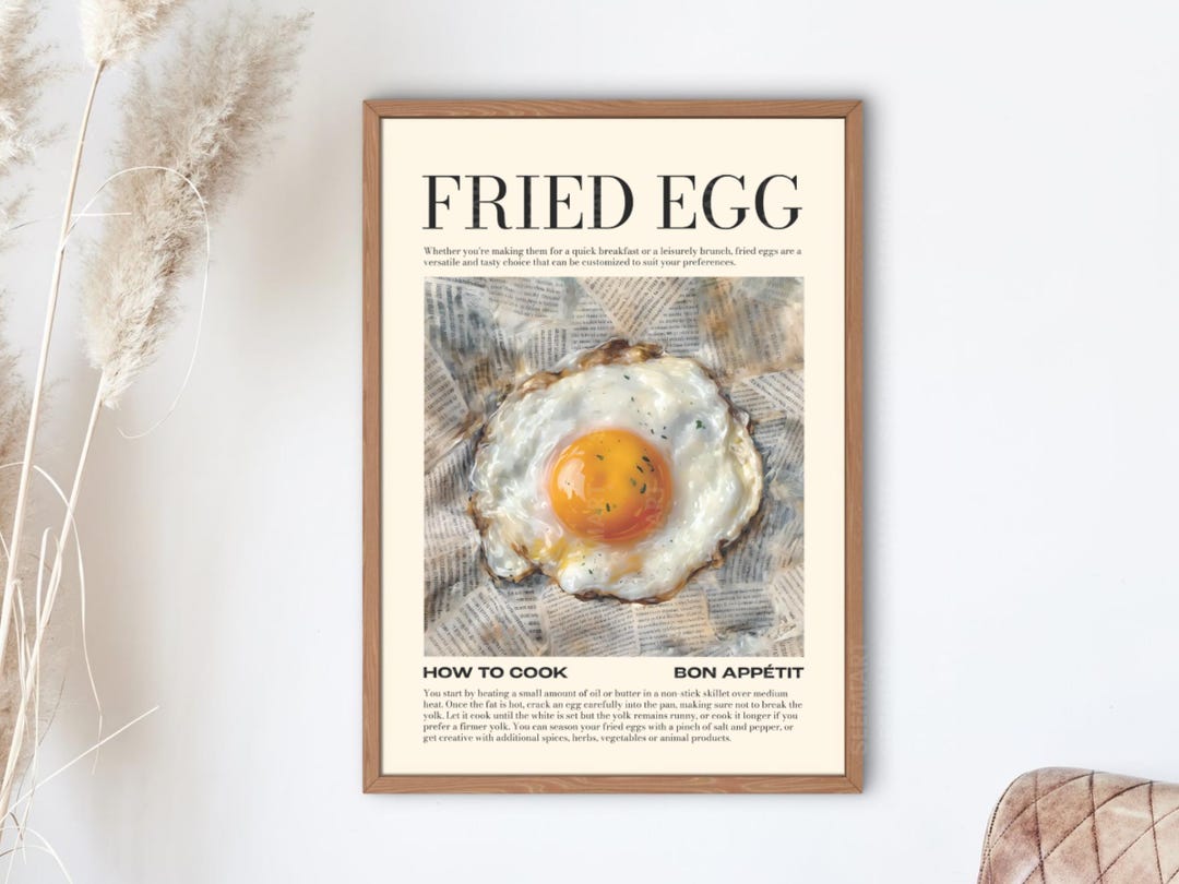 Fried Egg Oil Painting, Kitchen Decor, Food Printable Wall Art, Wall ...