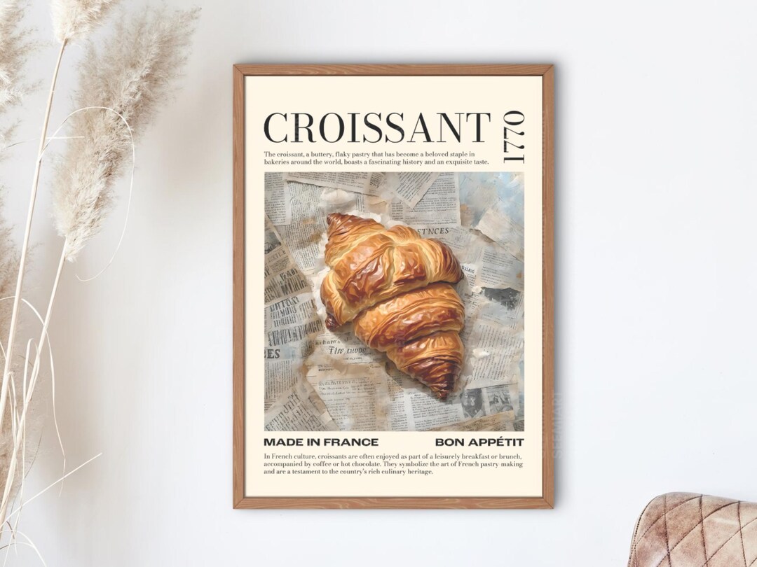 French Croissant Poster, Kitchen Art, Kitchen Poster, Kitchen Print ...
