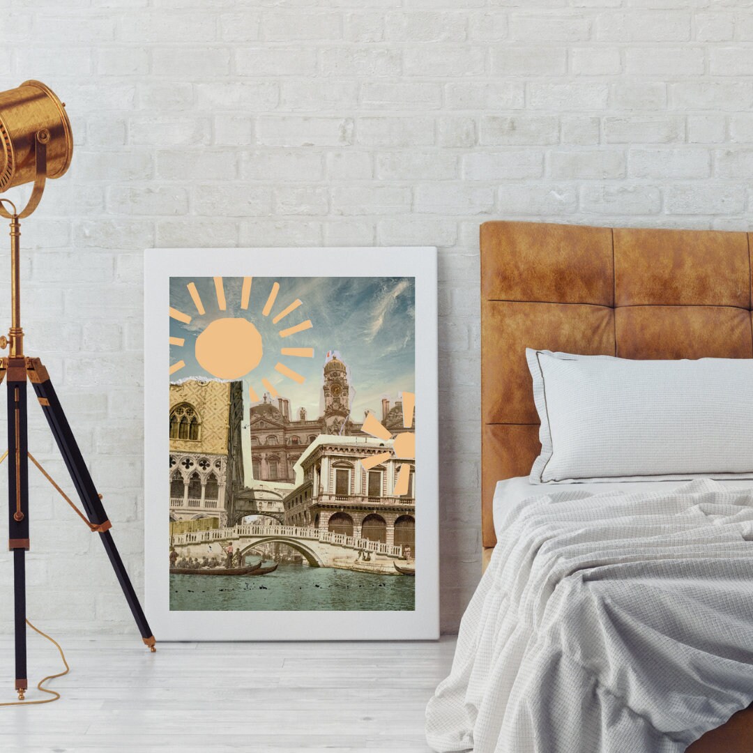 Sunshine City Dorm Room Graphic Poster Aesthetic Vintage Sun Print Room ...