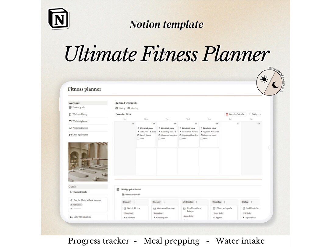 Notion Template Fitness Planner Workout & Meal Planner Weight Loss ...