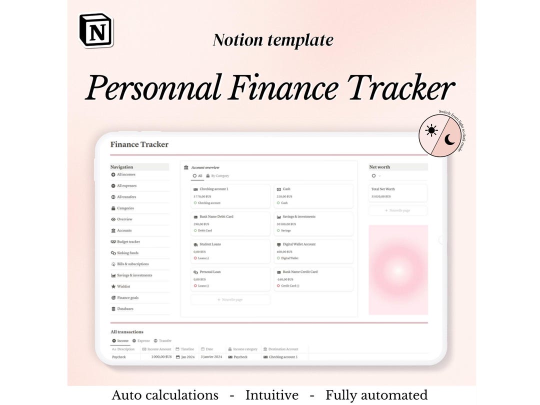 Finance Tracker - Notion Template Finance Planner, Track Income ...